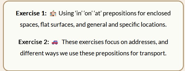 Preposizioni di Luogo in Inglese Esercizi con Soluzioni +pdfs